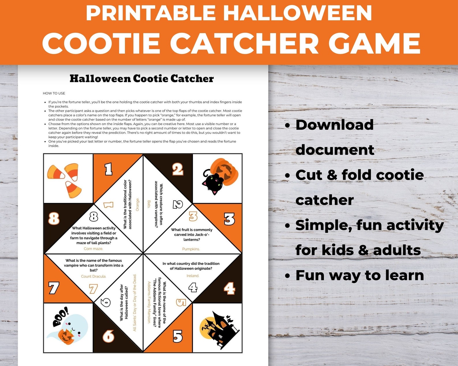 Cootie Catcher, Halloween Games, Halloween Printable, Classroom ...