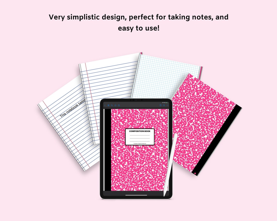 Pink Digital Composition Notebook iPad Notebook Digital - Etsy