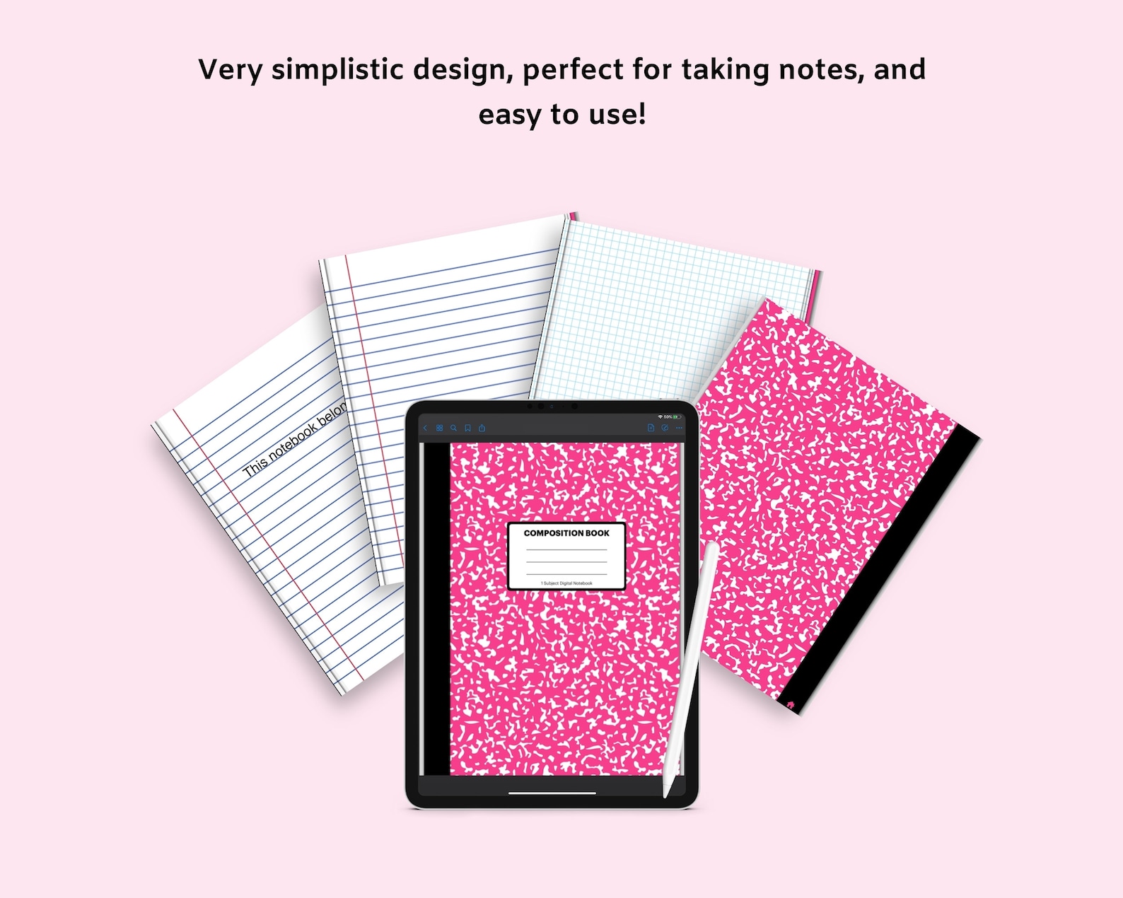 Pink Digital Composition Notebook, iPad Notebook, Digital Notebook ...