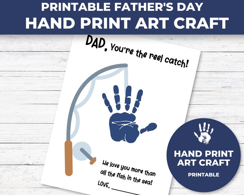 You're A Reel Catch Handprint Craft, Father's Day Handprint Keepsake ...