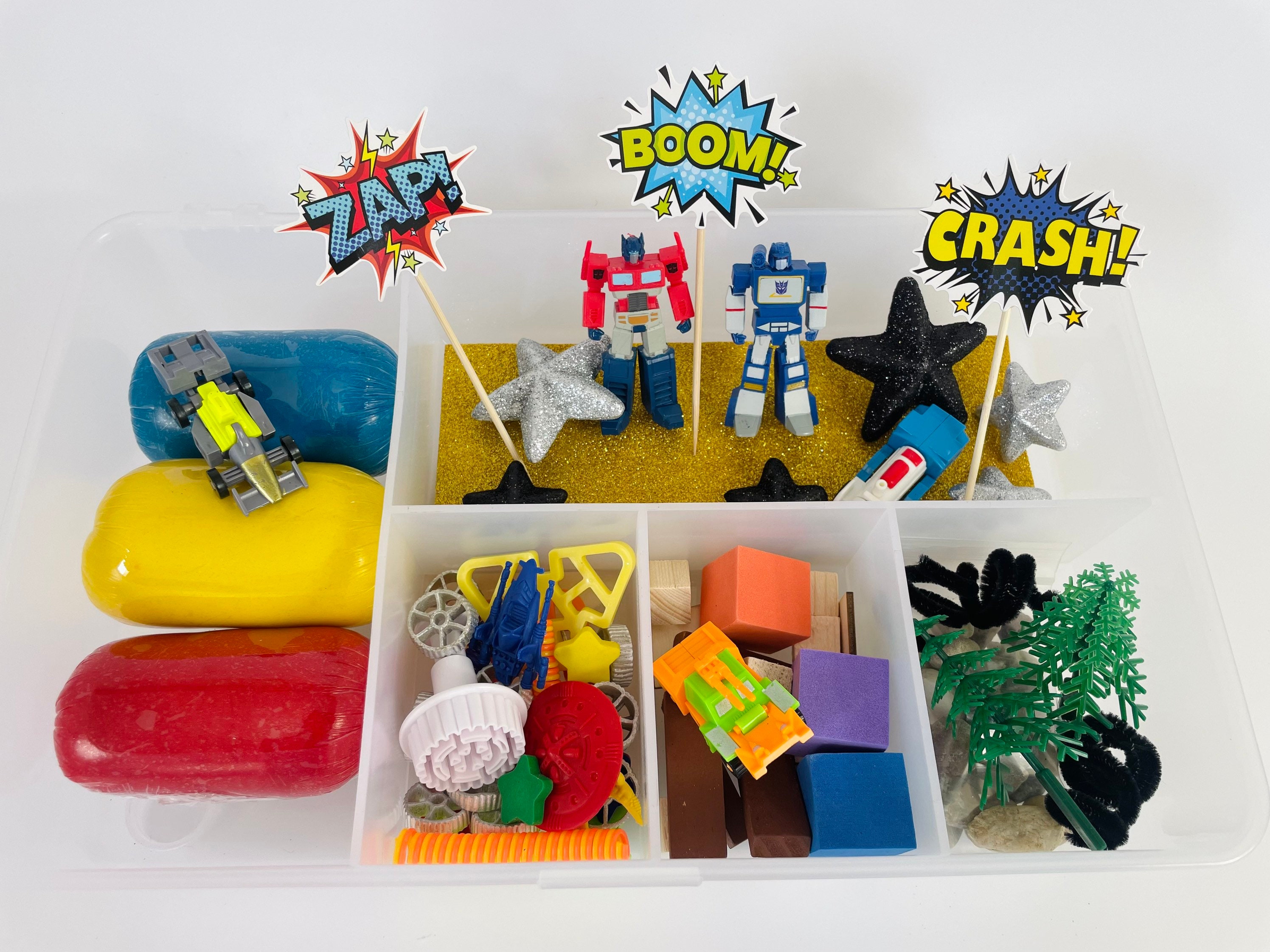 Transformers Playdough Kit, Sensory Bin, Kids Activity Box, Sensory Kit ...