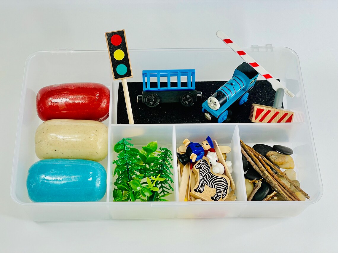 Train Playdough Kit, Play Dough Kit, Transportation, Sensory Kit, Play ...