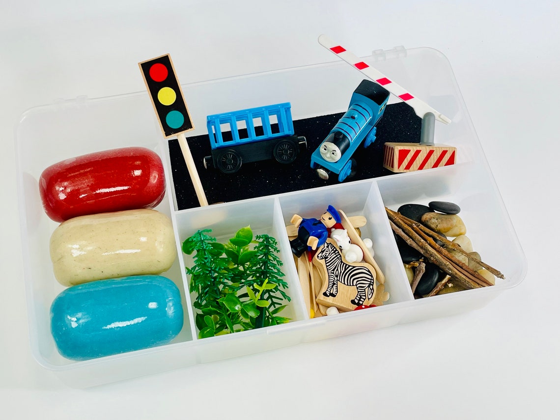 Train Playdough Kit, Play Dough Kit, Transportation, Sensory Kit, Play ...