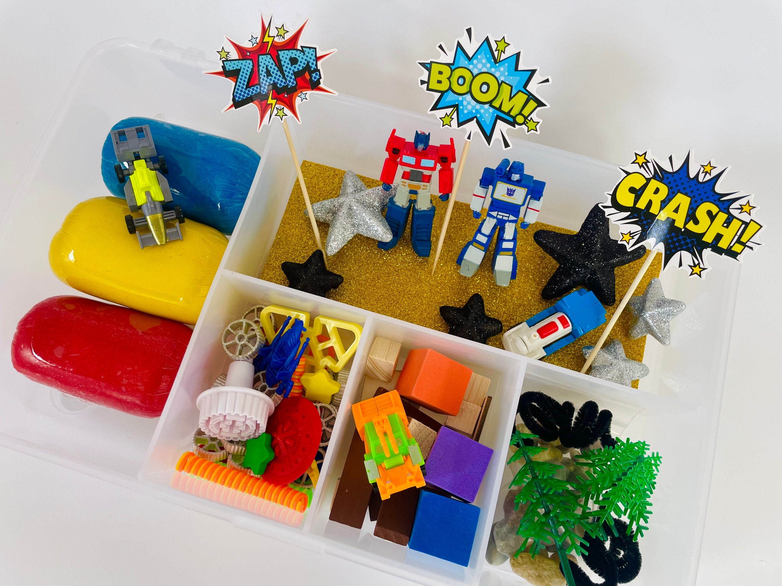 Transformers Playdough Kit, Sensory Bin, Kids Activity Box, Sensory Kit ...