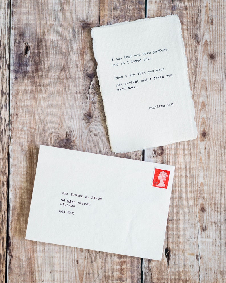 Custom Poem Personalised Hand Typed Poetry on Deckle Edge - Etsy