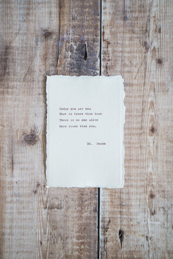 Dr Seuss Poem Hand Typed Poetry on Deckle Edge Cotton Paper | Etsy