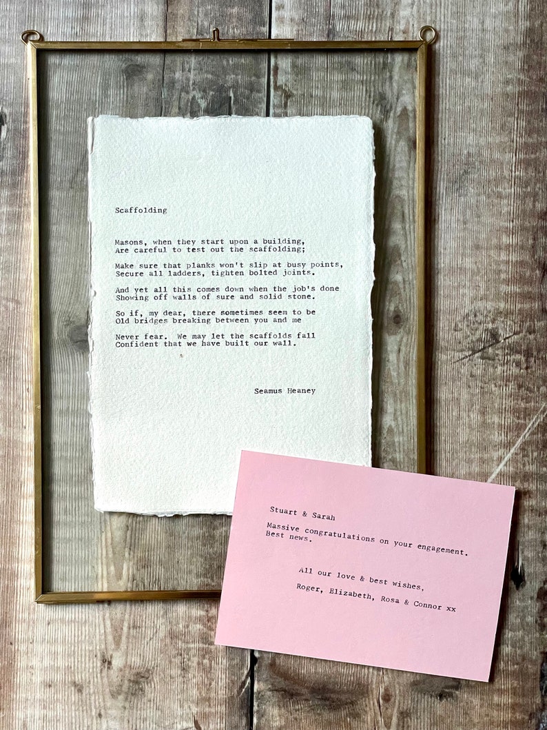 Custom Poem Personalised Hand Typed Poetry on Deckle Edge - Etsy