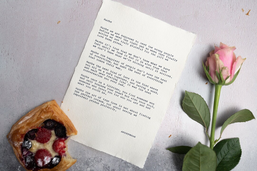 Maybe, Wedding Reading - Hand Typed Poetry on Deckle Edge Cotton Paper ...