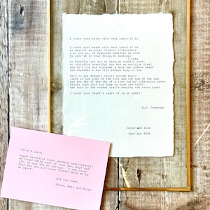 Custom Poem, Personalised Hand Typed Poetry on Deckle Edge Cotton Paper ...