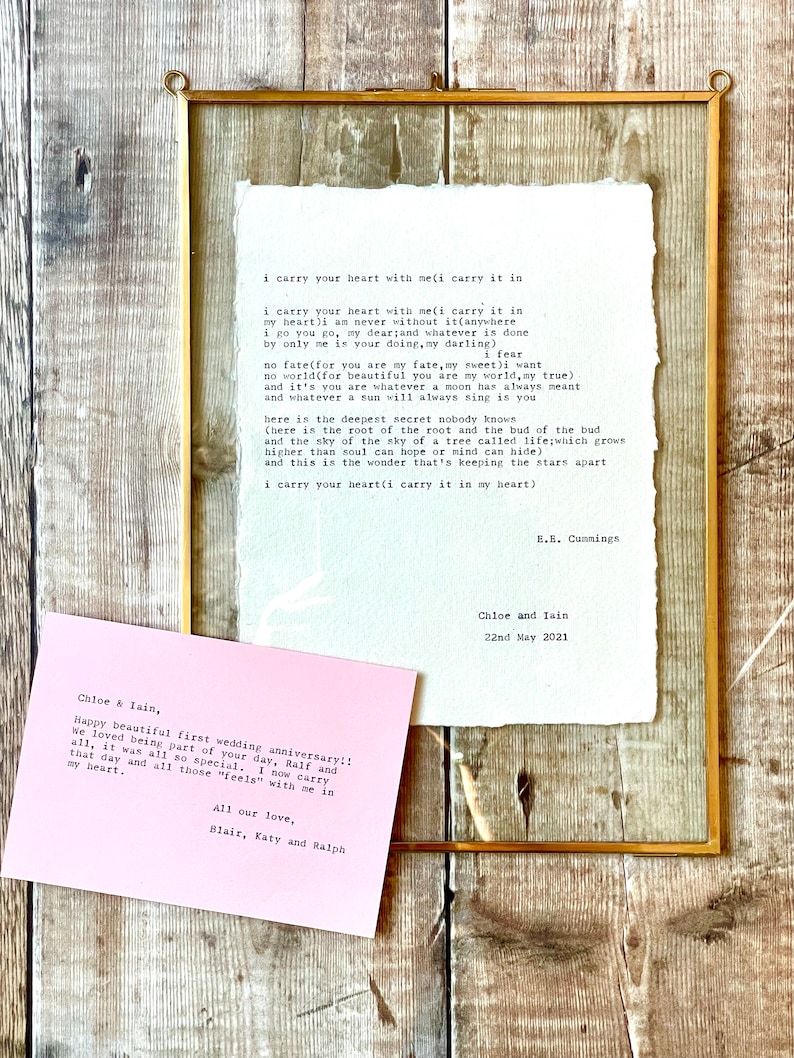 Custom Poem Personalised Hand Typed Poetry on Deckle Edge - Etsy