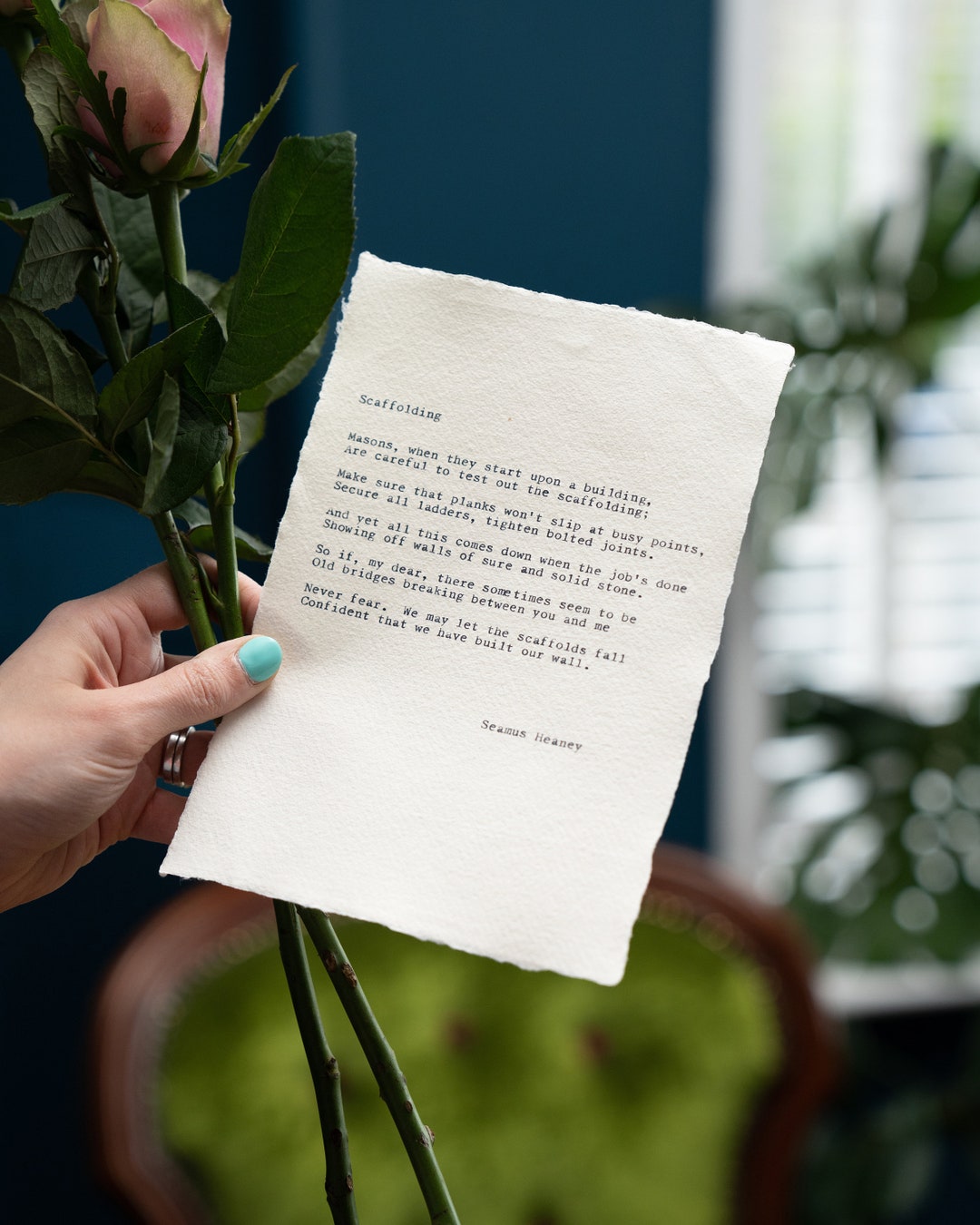 Scaffolding, Seamus Heaney Poem - Hand Typed Poetry on Deckle Edge ...