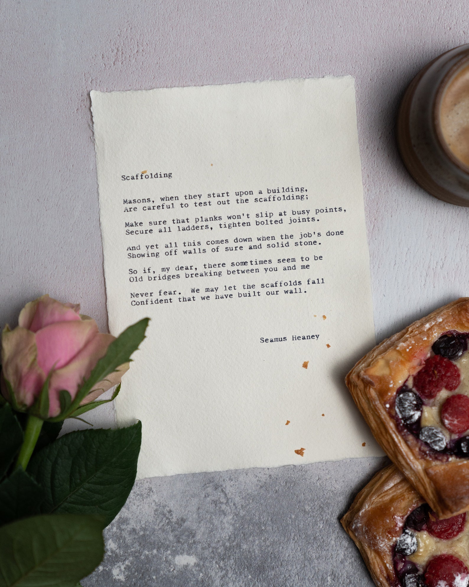 Scaffolding Seamus Heaney Poem Hand Typed Poetry on Deckle - Etsy