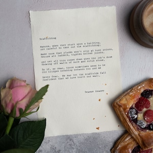 Scaffolding, Seamus Heaney Poem - Hand Typed Poetry on Deckle Edge ...