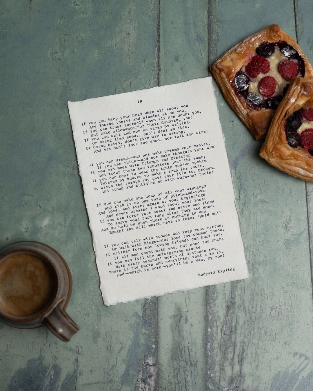 IF, Rudyard Kipling Poem - Hand Typed Poetry on Deckle Edge Cotton ...