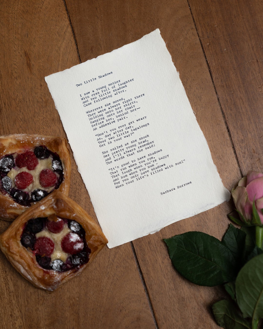 Two Little Shadows, Barbara Burrows Poem - Hand Typed Poetry on Deckle ...