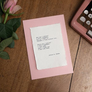 Custom Poem, Personalised Hand Typed Poetry on Deckle Edge Cotton Paper ...