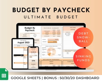 Budget Planner for Google Sheets, Monthly Budget Spreadsheet, Paycheck ...