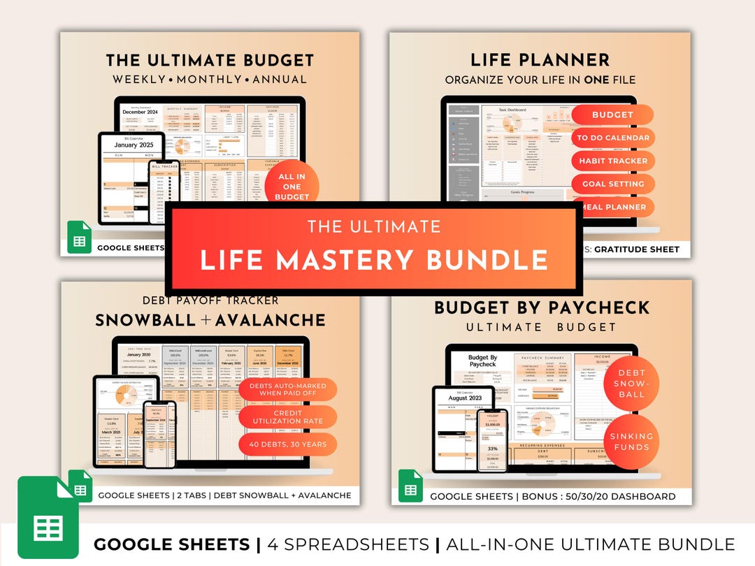 Life Mastery Bundle: Budget, Habit & Goal Tracker - Google Sheets ...
