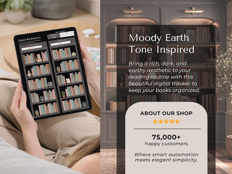 Book Tracker Digital Library Spreadsheet Reading Log List Book Review ...