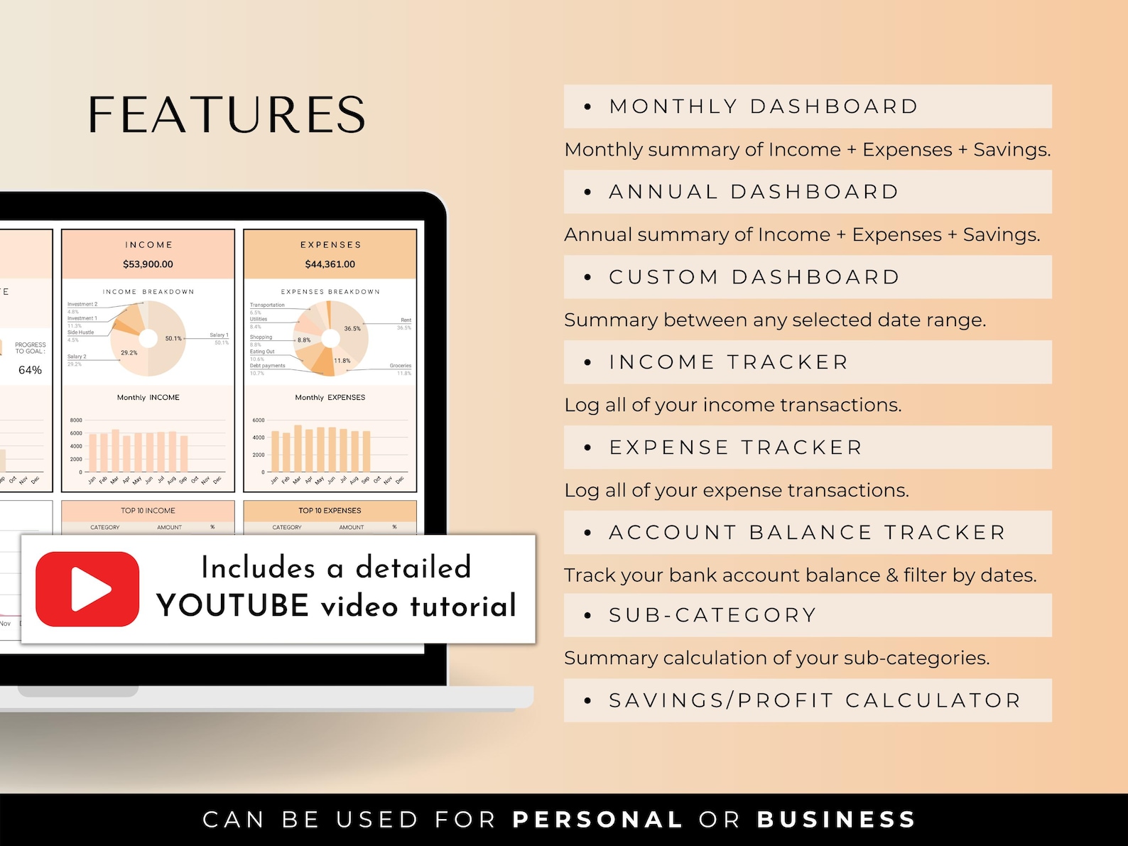 Income and Expense Tracker: Google Sheets Budget Template (digital ...