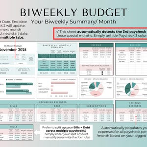Biweekly Bimonthly Budget Planner Google Sheets Spreadsheet, Semi ...