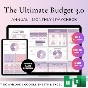 Annual Budget Planner Spreadsheet, Ultimate Monthly Finance Template ...