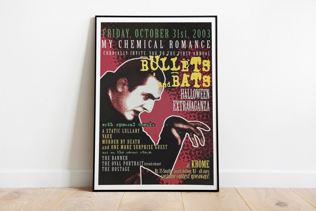 MCR 2003 Vintage Concert Poster Print Bullets & Bats Halloween Rock ...