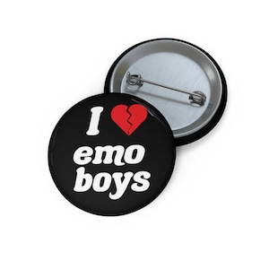 I Love Emo Girls I Love Emo Boys Pins Funny Pinback Buttons Badge Broken Hearts Elder Emo Night ...