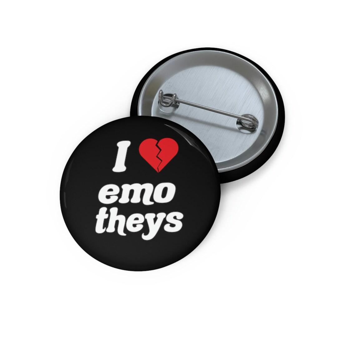 I Love Emo Theys Non Binary Pins Funny Pinback Buttons Enby Badge ...