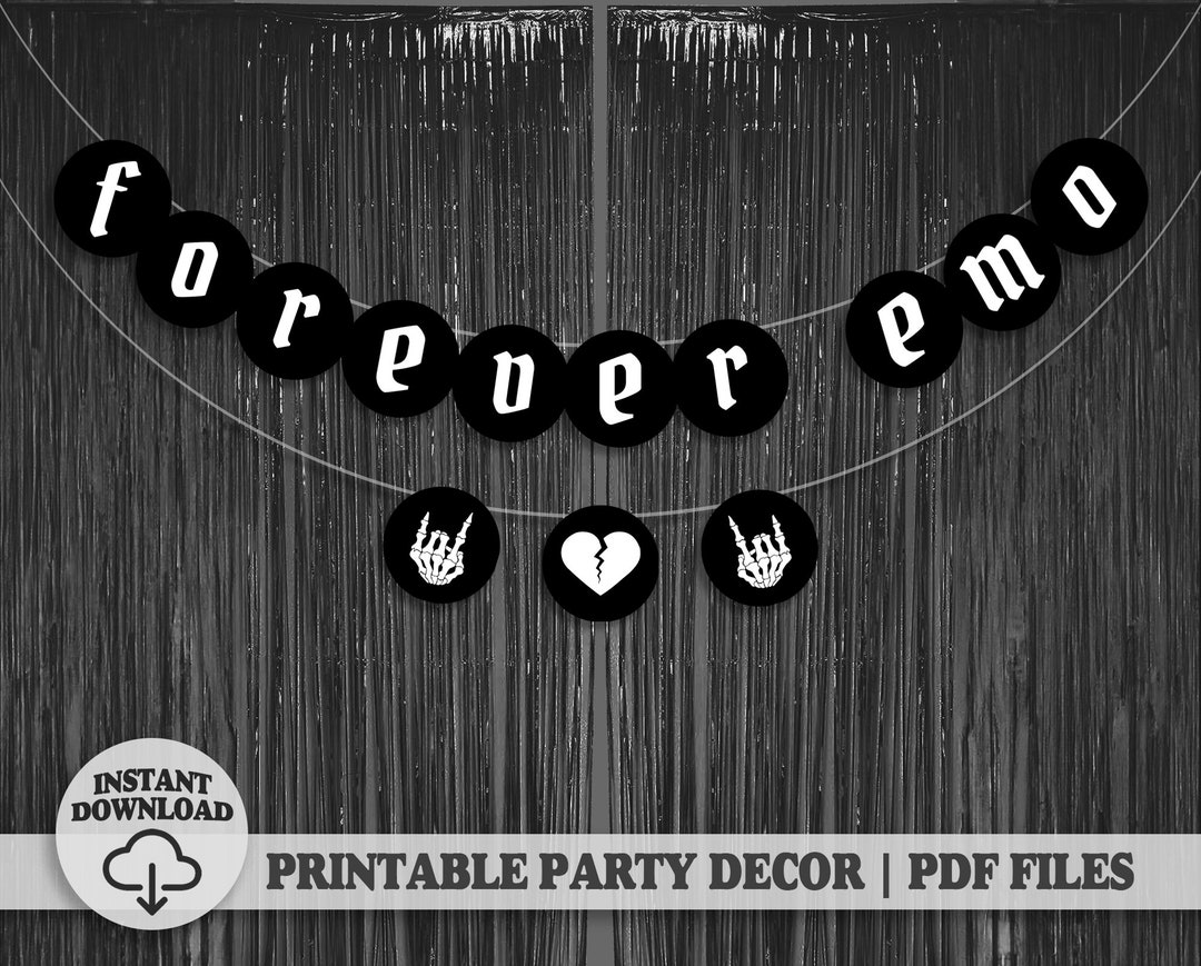 Forever Emo Party Decor Printable Banner Backdrop / Digital Download ...