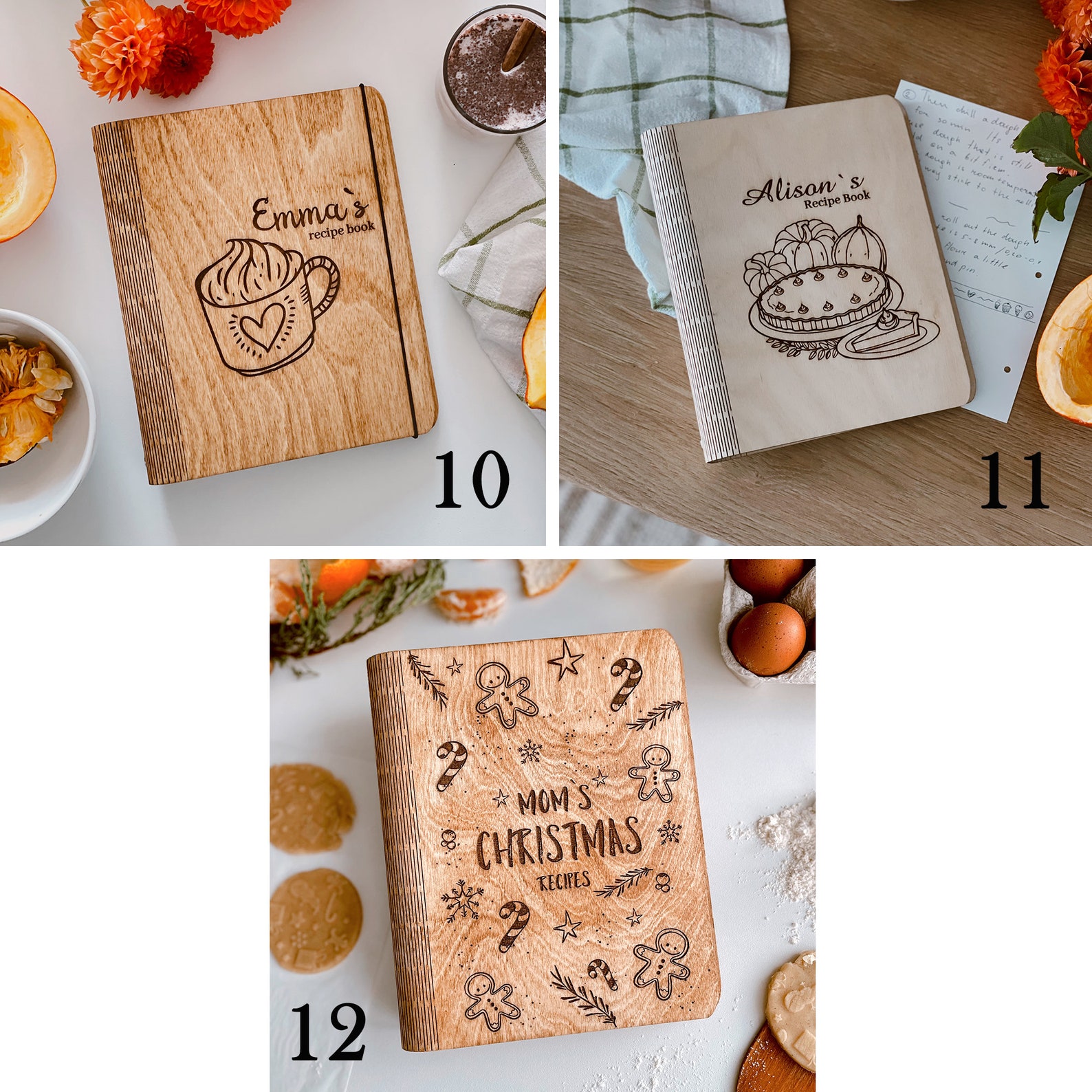 Wooden Cook Binder With Personalized Book Spine Christmas - Etsy