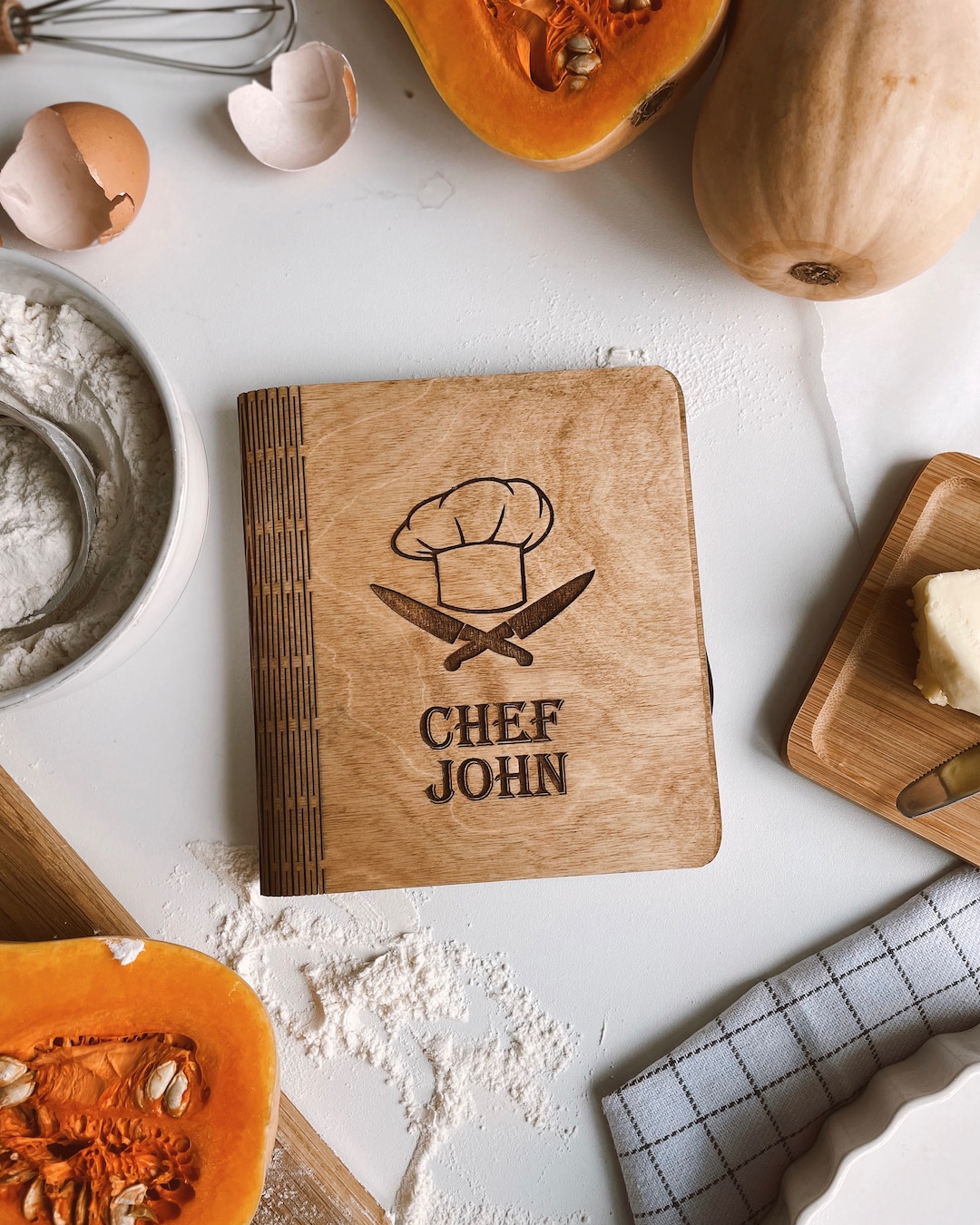 Wooden Cook Binder With Personalized Book Spine, Cooking Gift for Mom ...