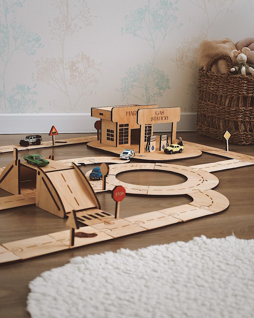 Personalized Wooden Car Track, Montessori Educational Toy, Wooden Toy ...