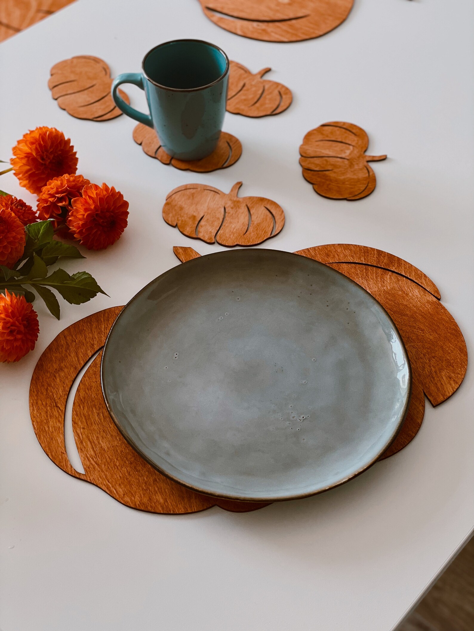 Wooden Under Plates Set Pumpkin Charger Plate Decorative | Etsy