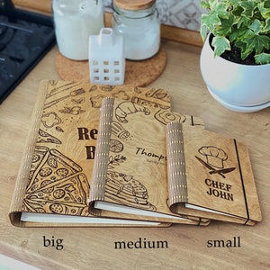 Wooden Cook Binder With Personalized Book Spine, Cooking Gift for Mom ...