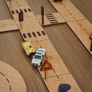Wooden Road Track for Kids, Montessori Educational Toy, Race Track ...
