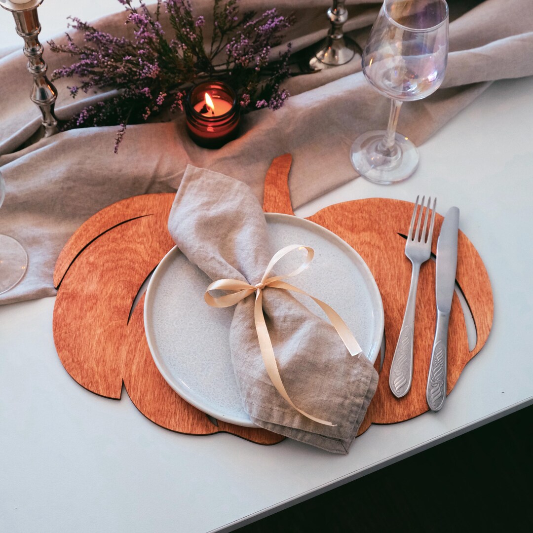 Wooden Handmade Under Plate, Charger Plate Pumpkin Set, Holiday Hosting ...