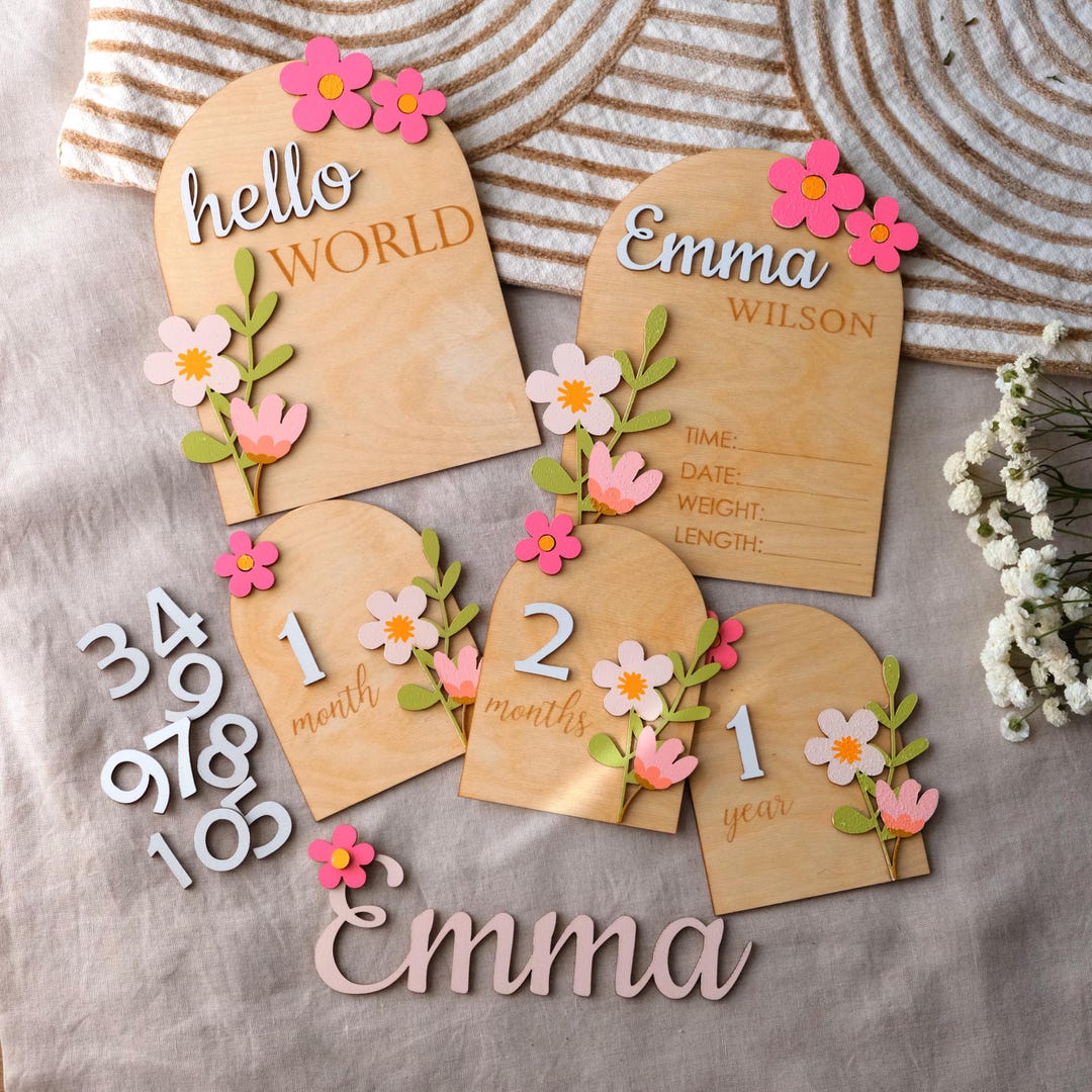 Baby Monthly Milestones Signs, 12 Months Milestone Wooden Discs, Birth ...