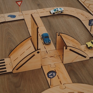 Wooden Road Track for Kids, Montessori Educational Toy, Race Track ...