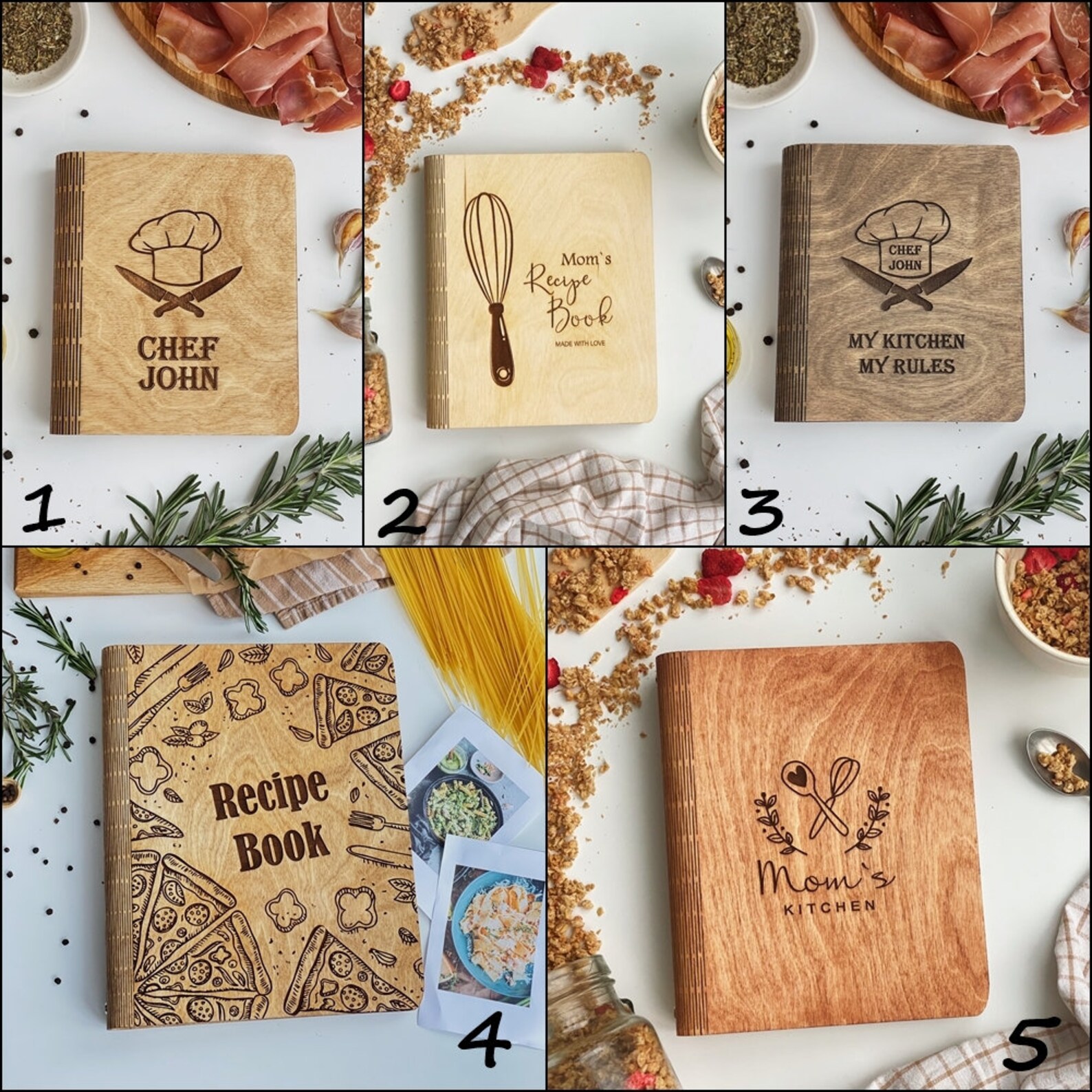 Wooden Cook Binder With Personalized Book Spine Christmas - Etsy