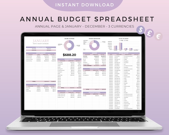 Annual Budget Spreadsheet. Google Sheets Budget Template. - Etsy Canada Annual Budget Spreadsheet. Google Sheets Budget Template. - Etsy Canada