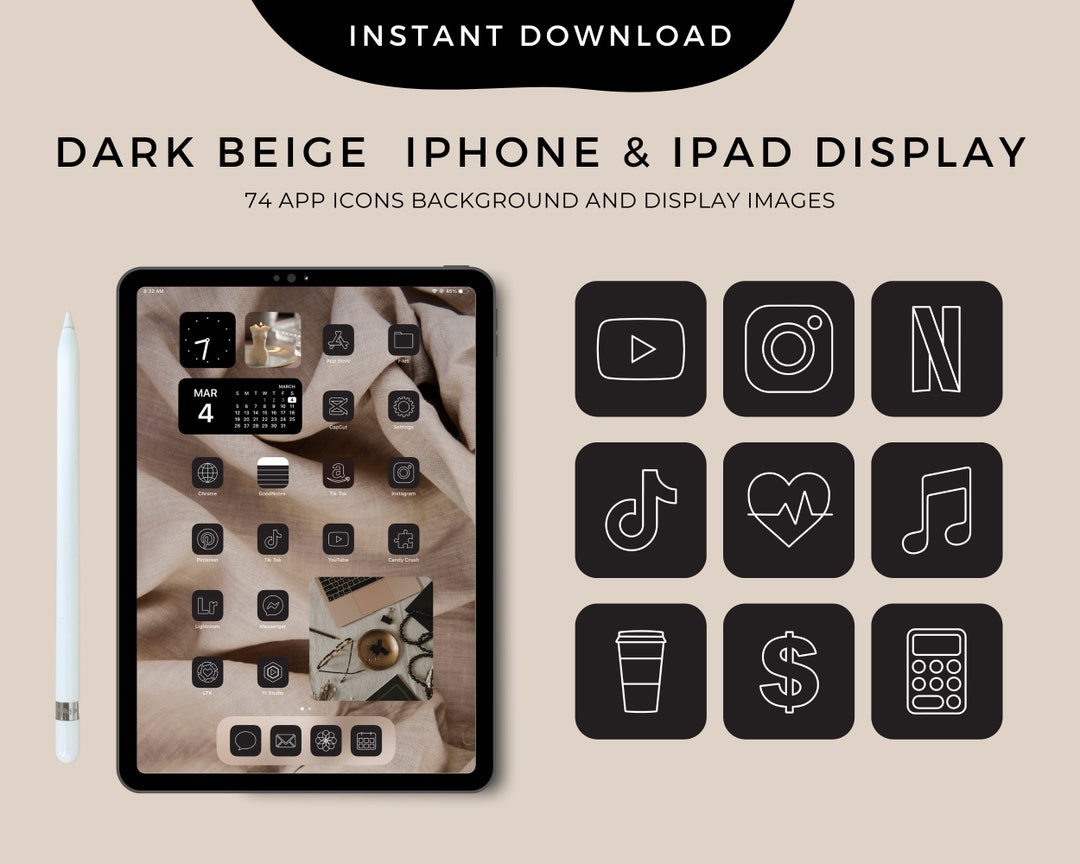 Dark Beige iPhone iPad Ios App Icons. 73 App Icons. Black App Icons ...