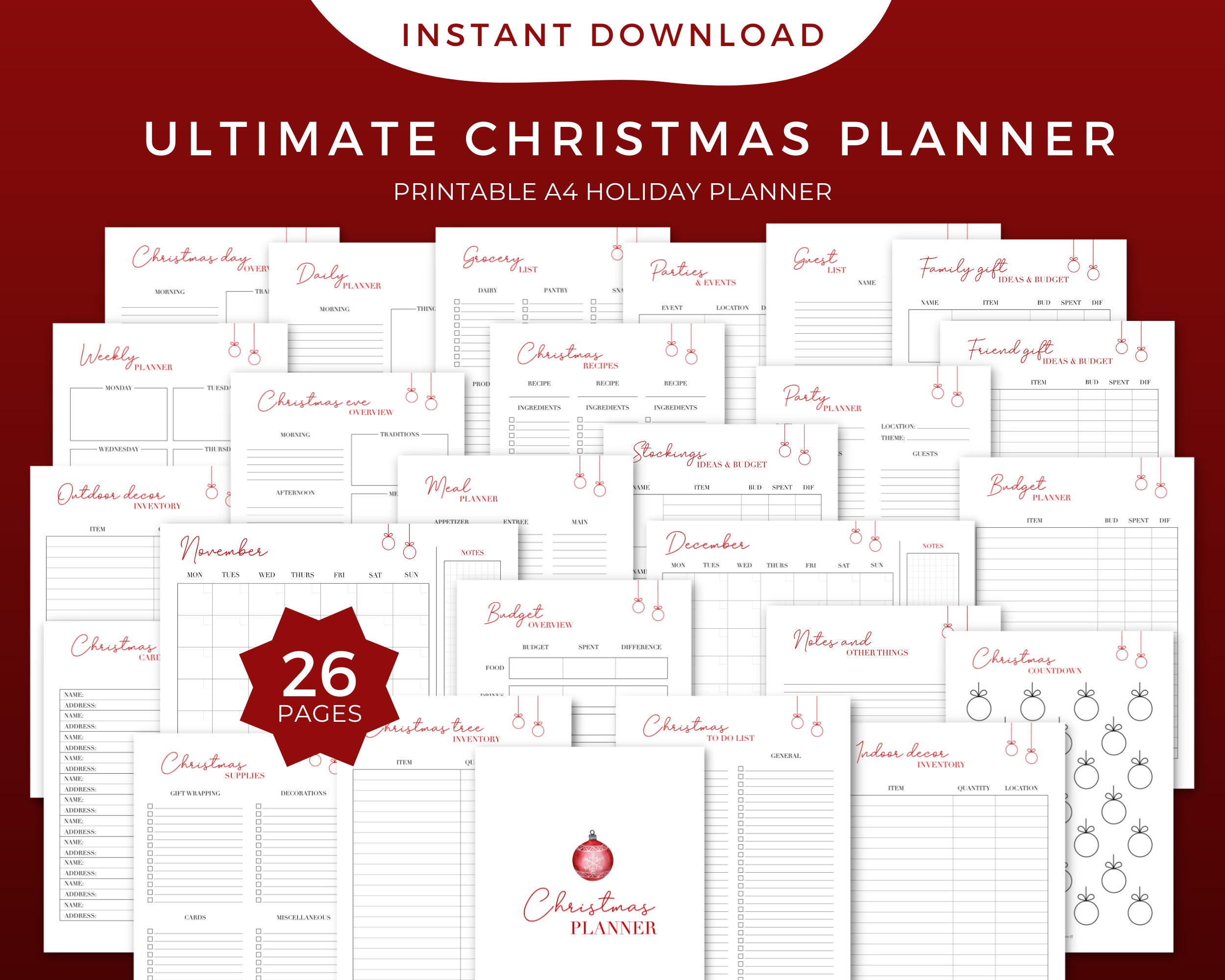 Christmas Planner Printable, Holiday Planner, Christmas Budget Planner ...