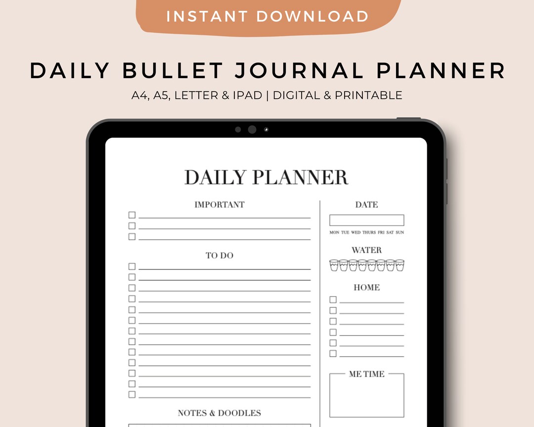 Daily Bullet Journal Planner. Daily Planner. Printable Planner. - Etsy