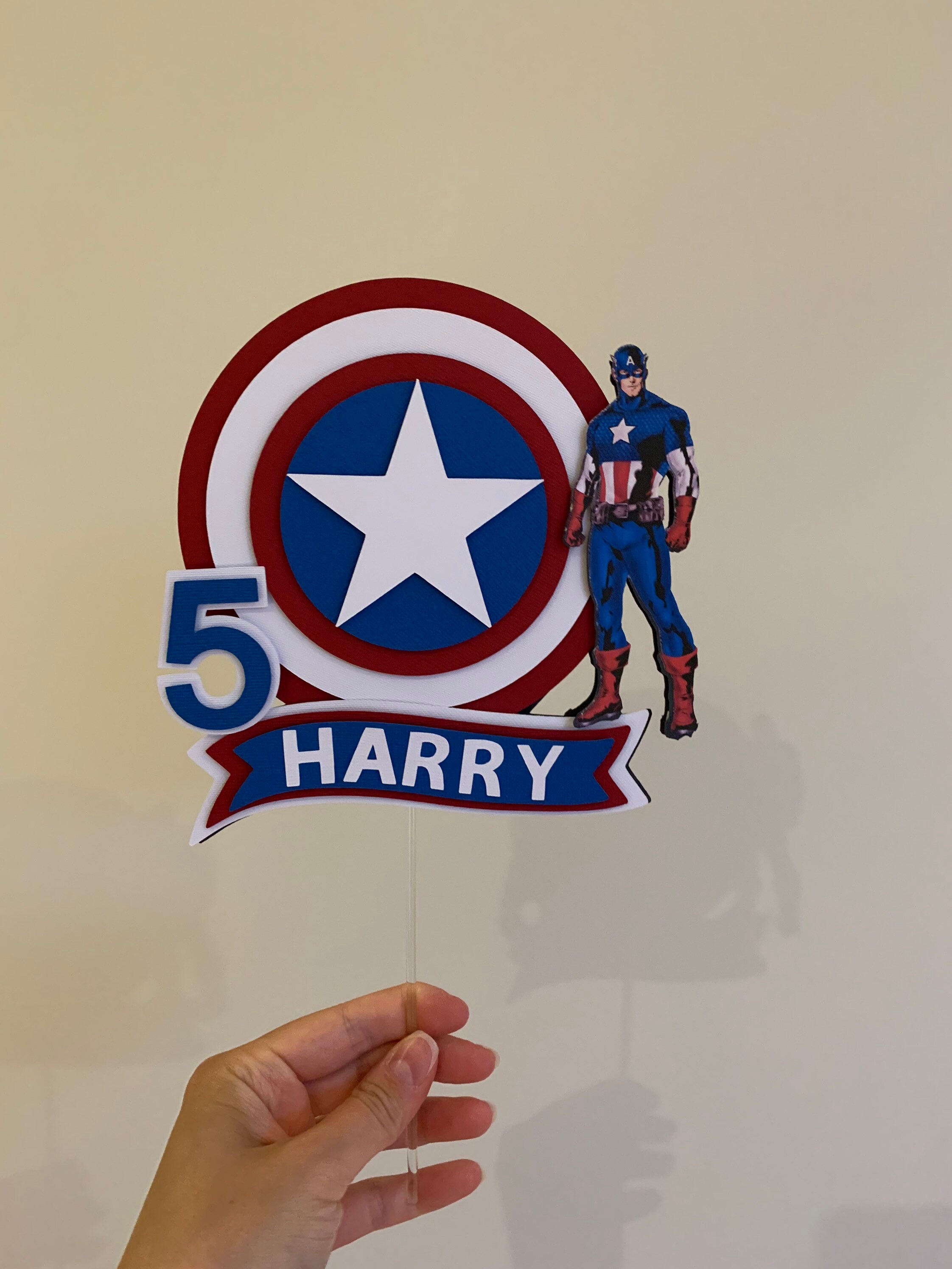 3D Captain America Cake Topper Personalised Marvel theme | Etsy