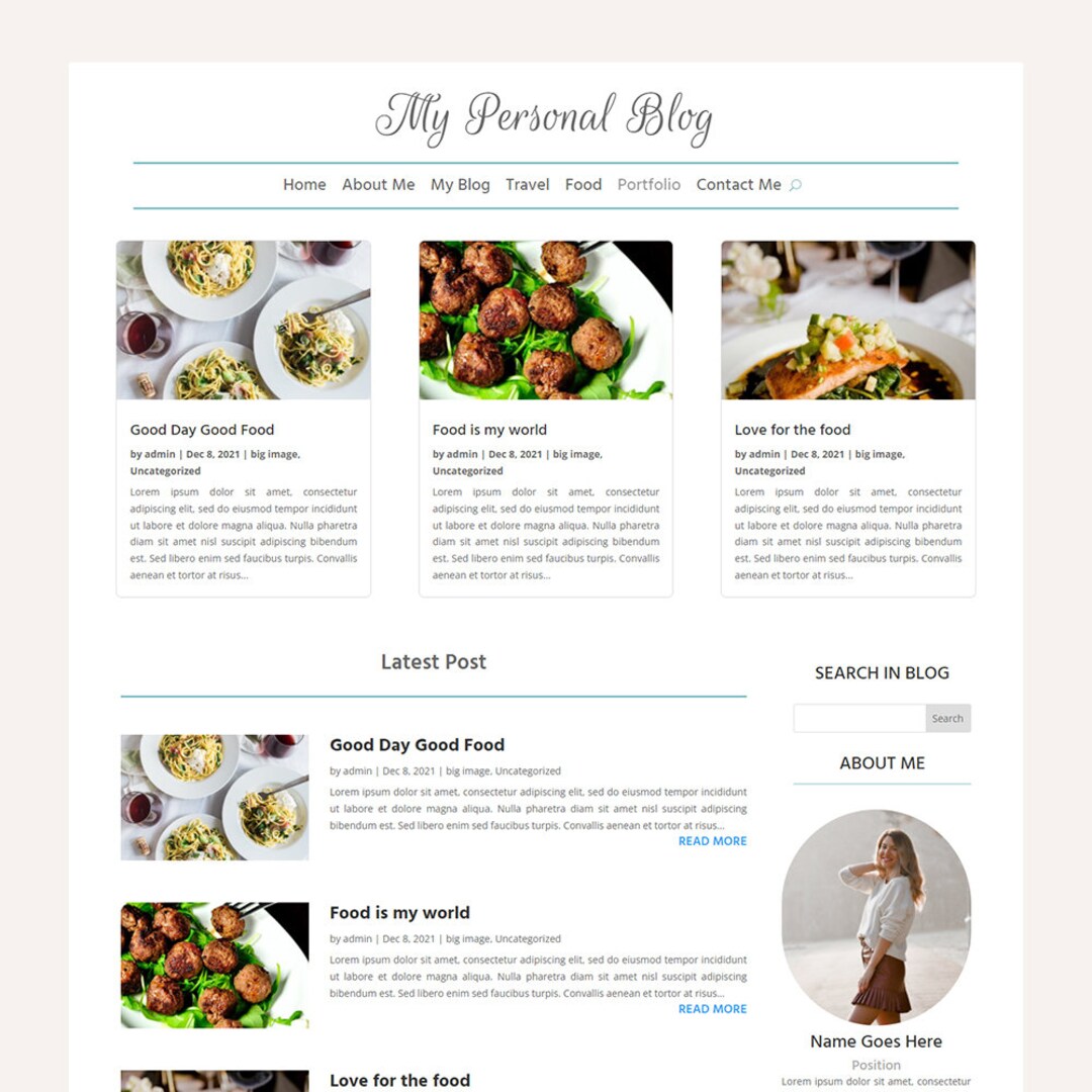 Personal Blog Layout Design Divi Elegant Theme - Etsy
