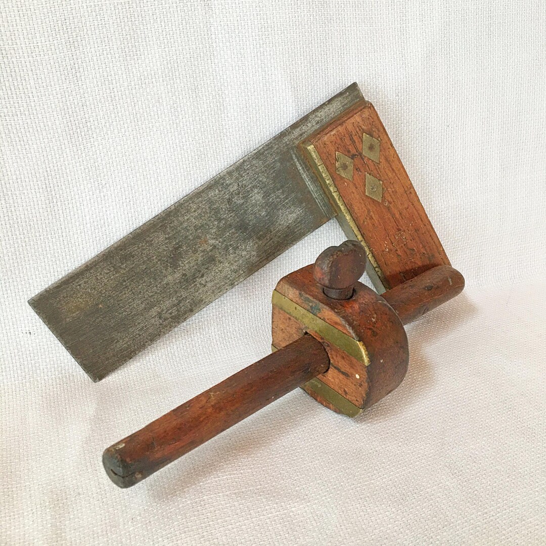 Antique Woodworking Tools, Scribe & Square With Brass Accents, 19th ...