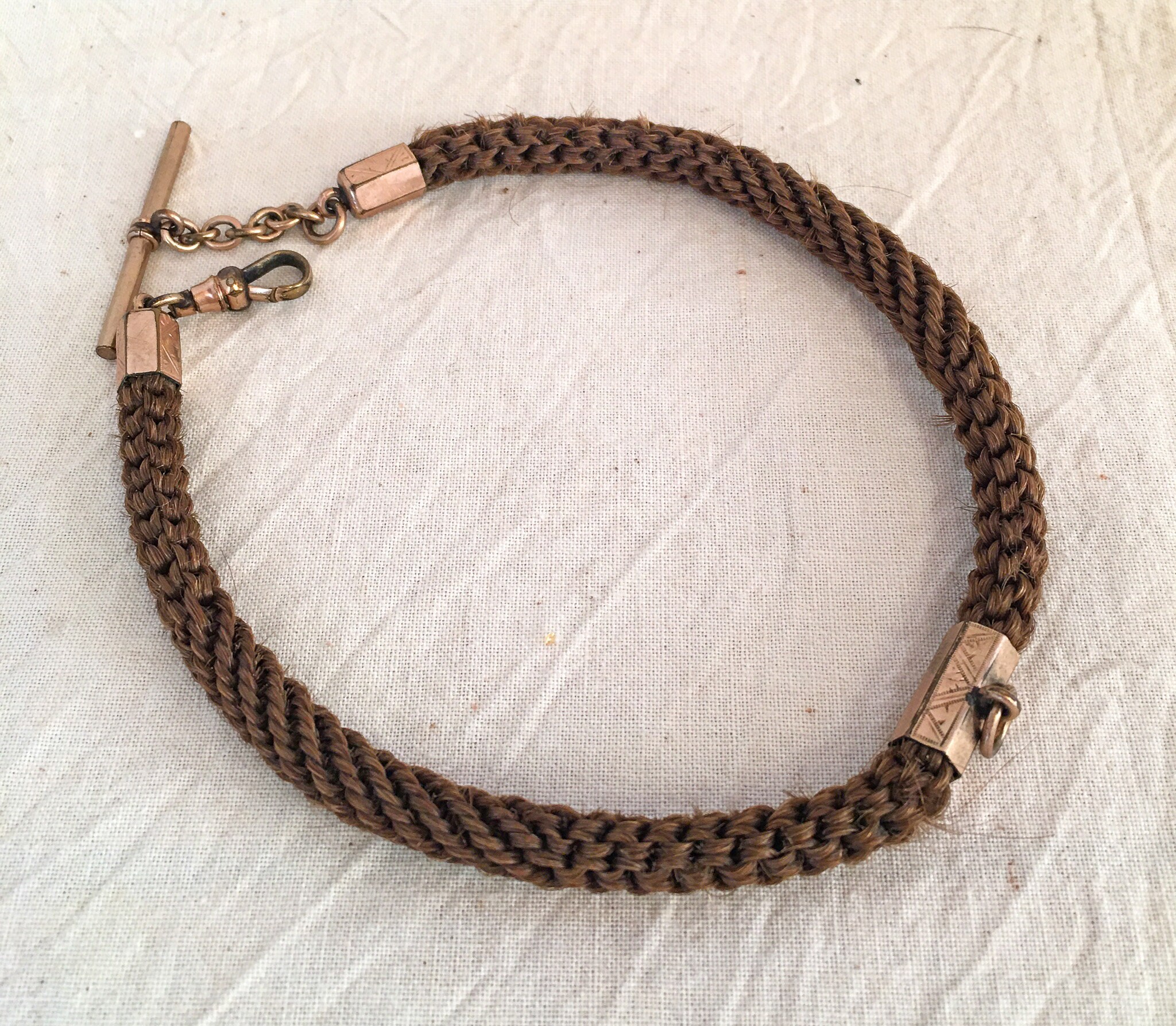 Mourning Jewelry, Victorian Era Woven Hair Watch Fob With Gold Plated ...