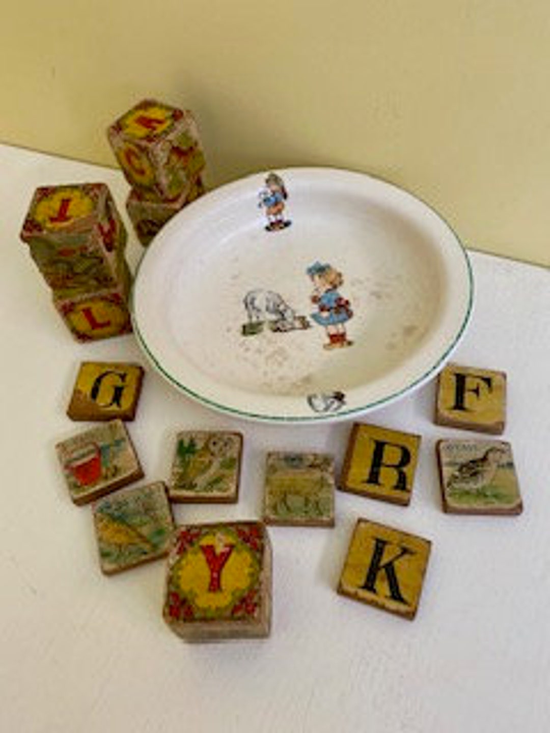 1930's Baby Dish, Victorian Era Lithograph Blocks - Etsy