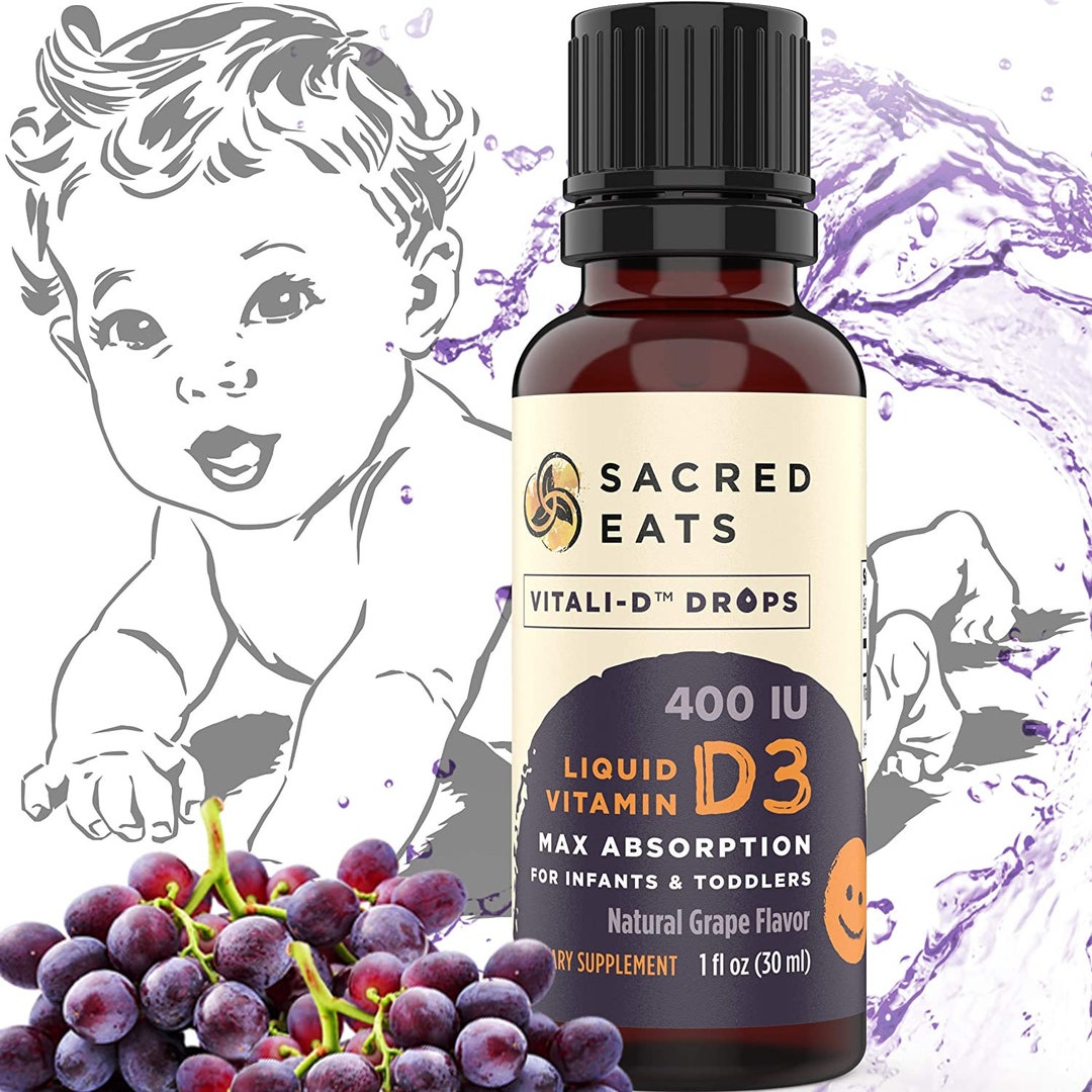 Sacred Eats Vitamin D Drops for Infants - 400 IU per Drop, Natural ...